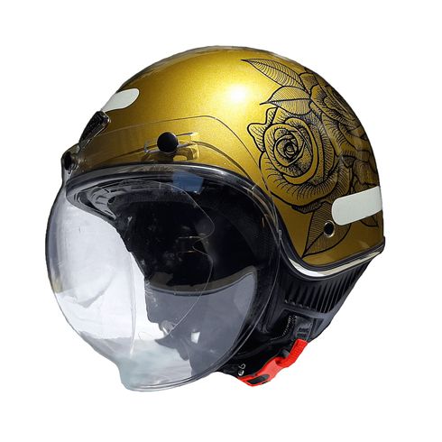 Capacete Astone Minijet 66 Graphic Roses Gold com Viseira Bolha ...