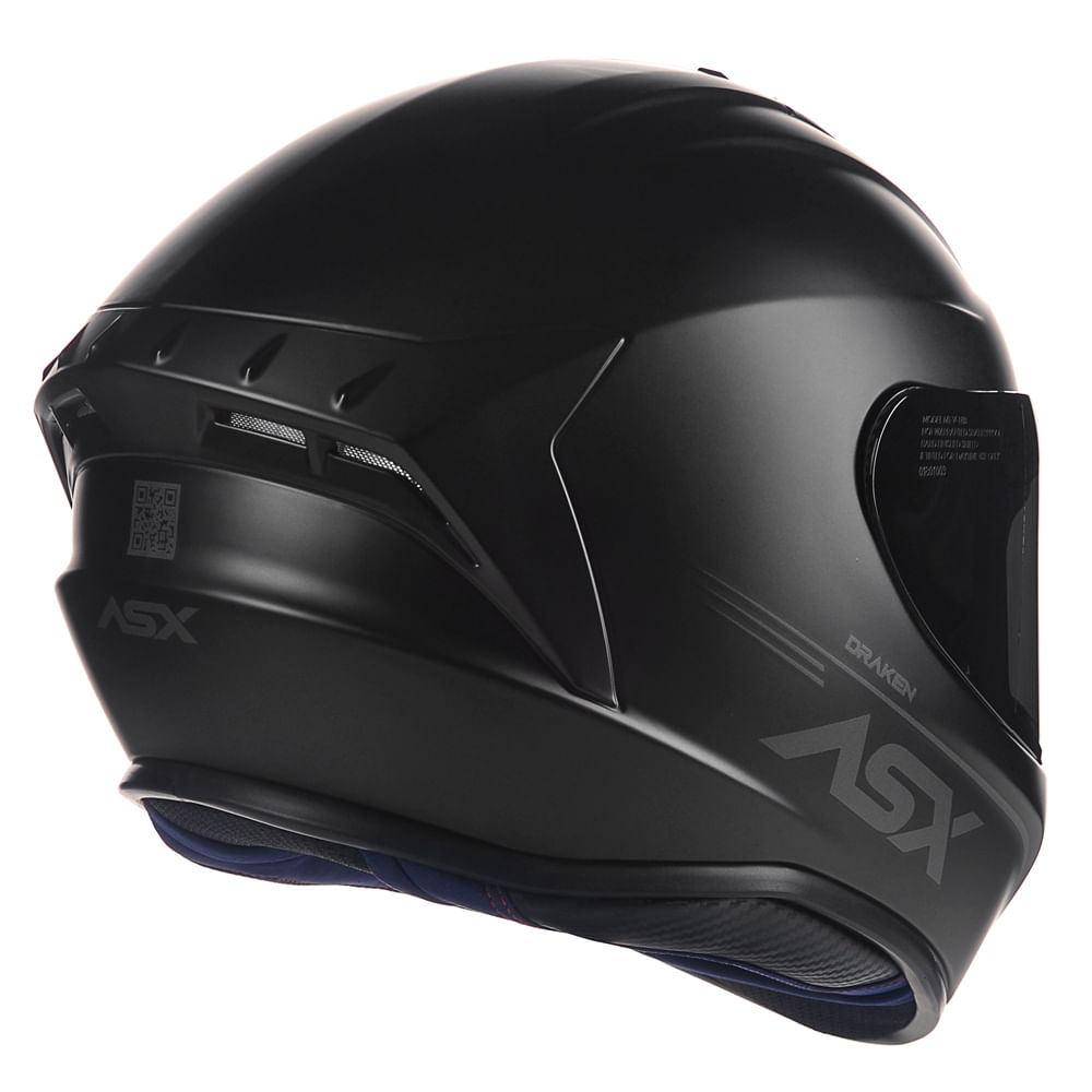 Capacete ASX Draken Solid Fosco Preto - casadocapacete