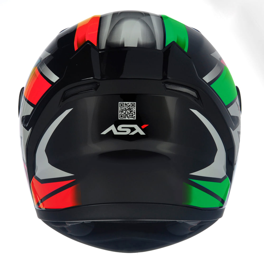 Capacete ASX City Start Brilho Preto Vermelho Verde - casadocapacete