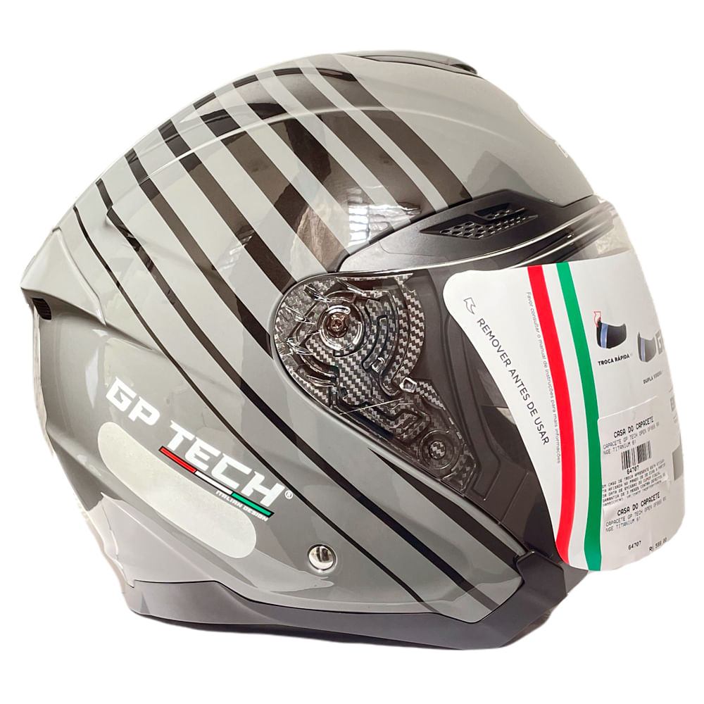 Capacete GP Tech Open OF669 Range Cinza Titanium - casadocapacete