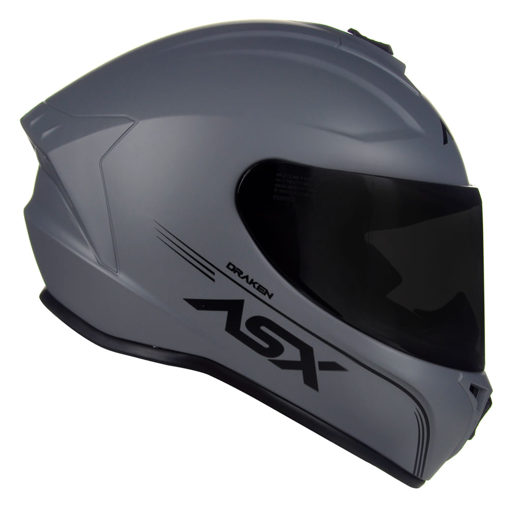 Capacete ASX Draken Cinza Fosco - casadocapacete