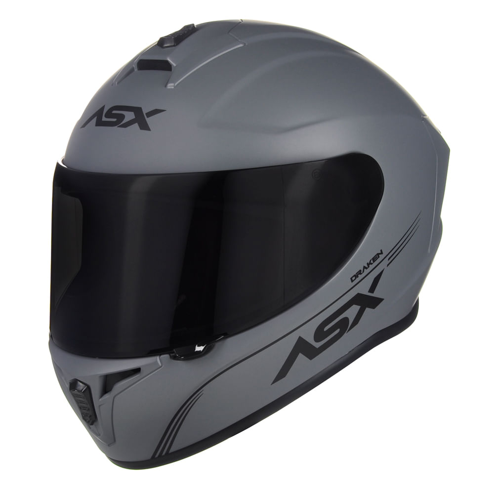 Capacete ASX Draken Cinza Fosco - casadocapacete