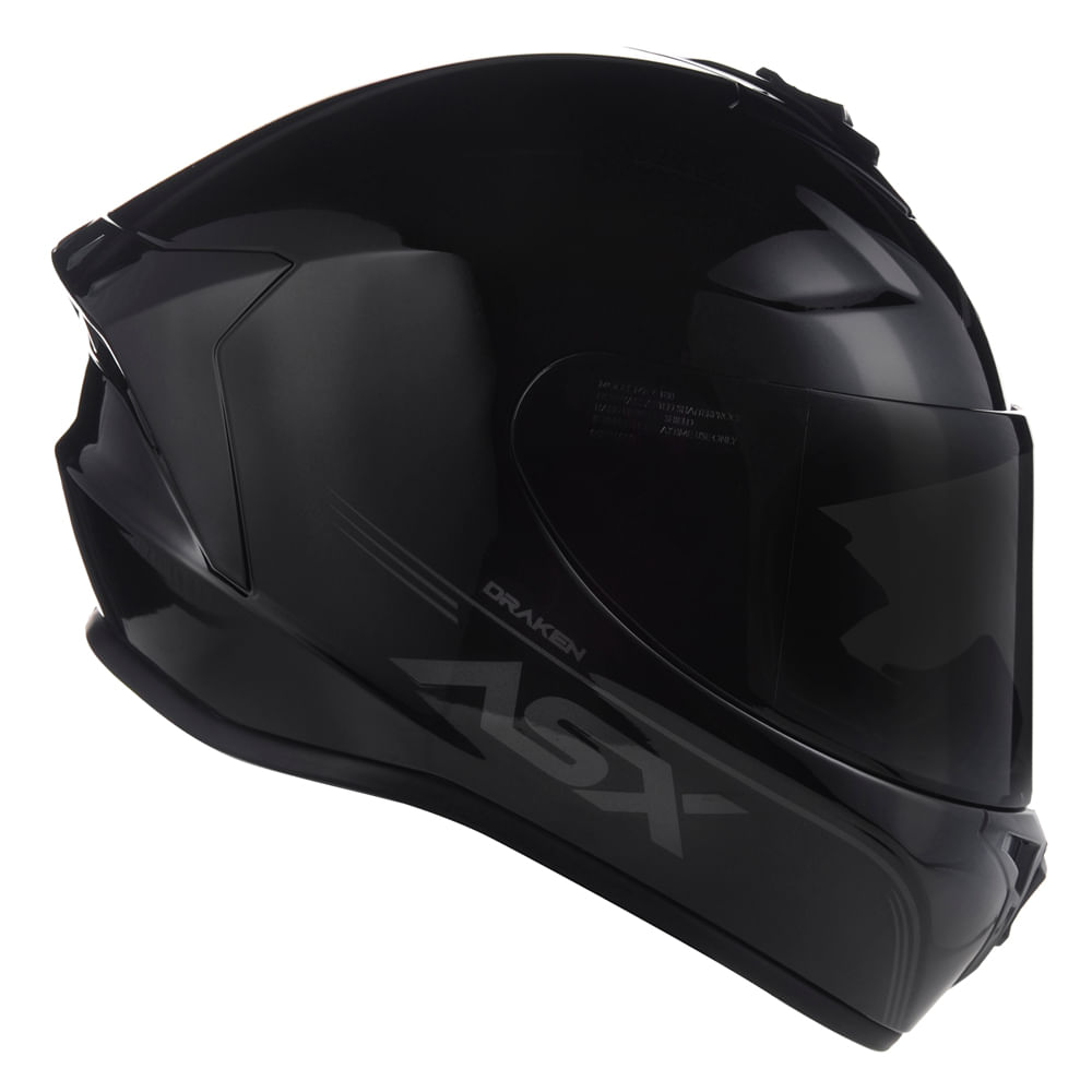 Capacete ASX Draken Solid Brilho Preto - casadocapacete